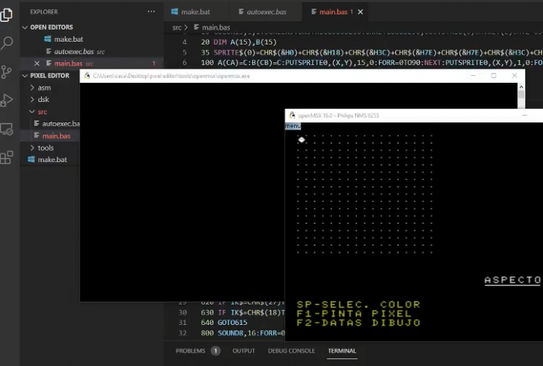 Creación de archivos bin desde emulador en dsk – MSX